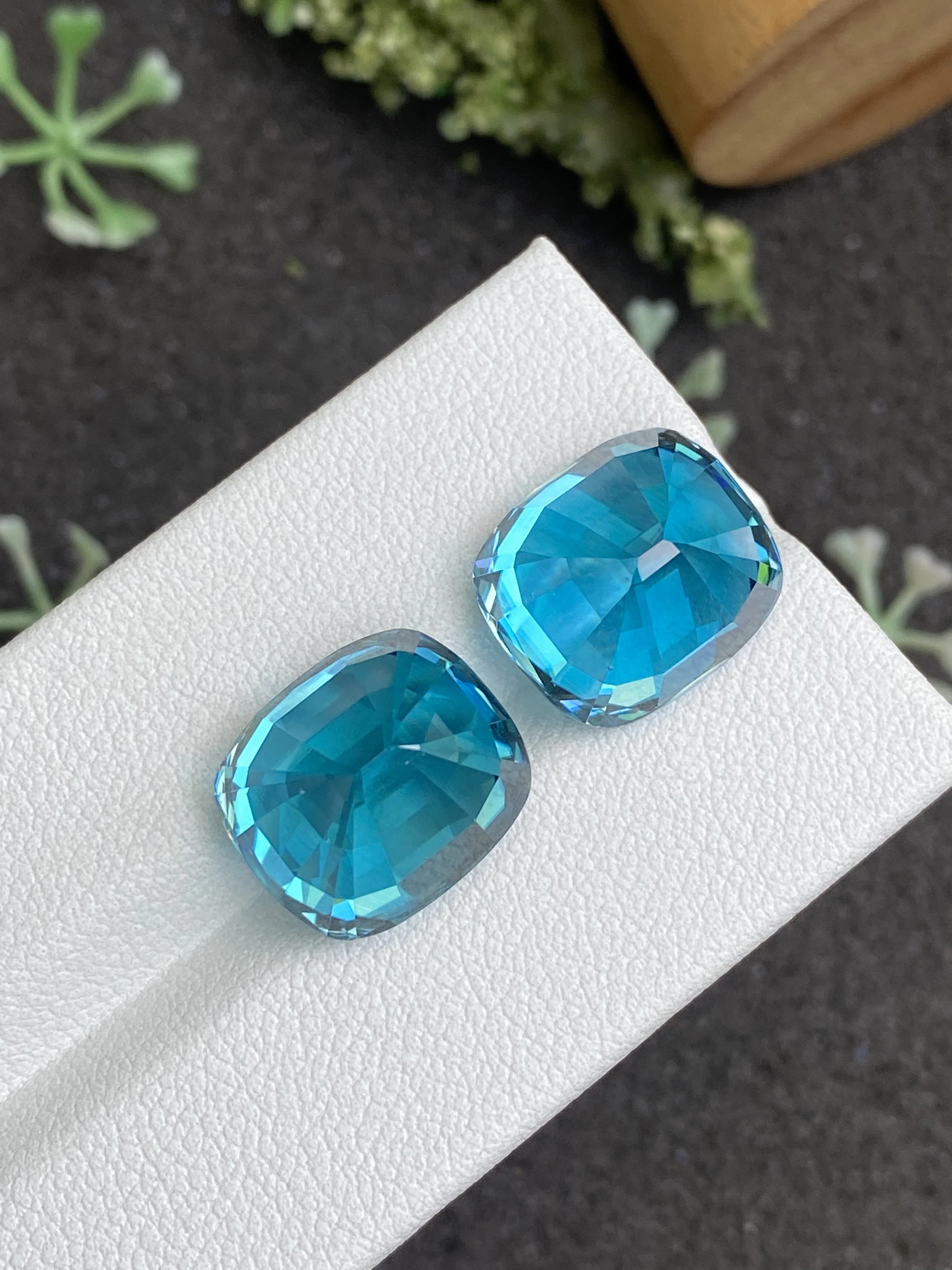 Blue Zircon 34.28ct - 13x11mm Pair (ZI0530)