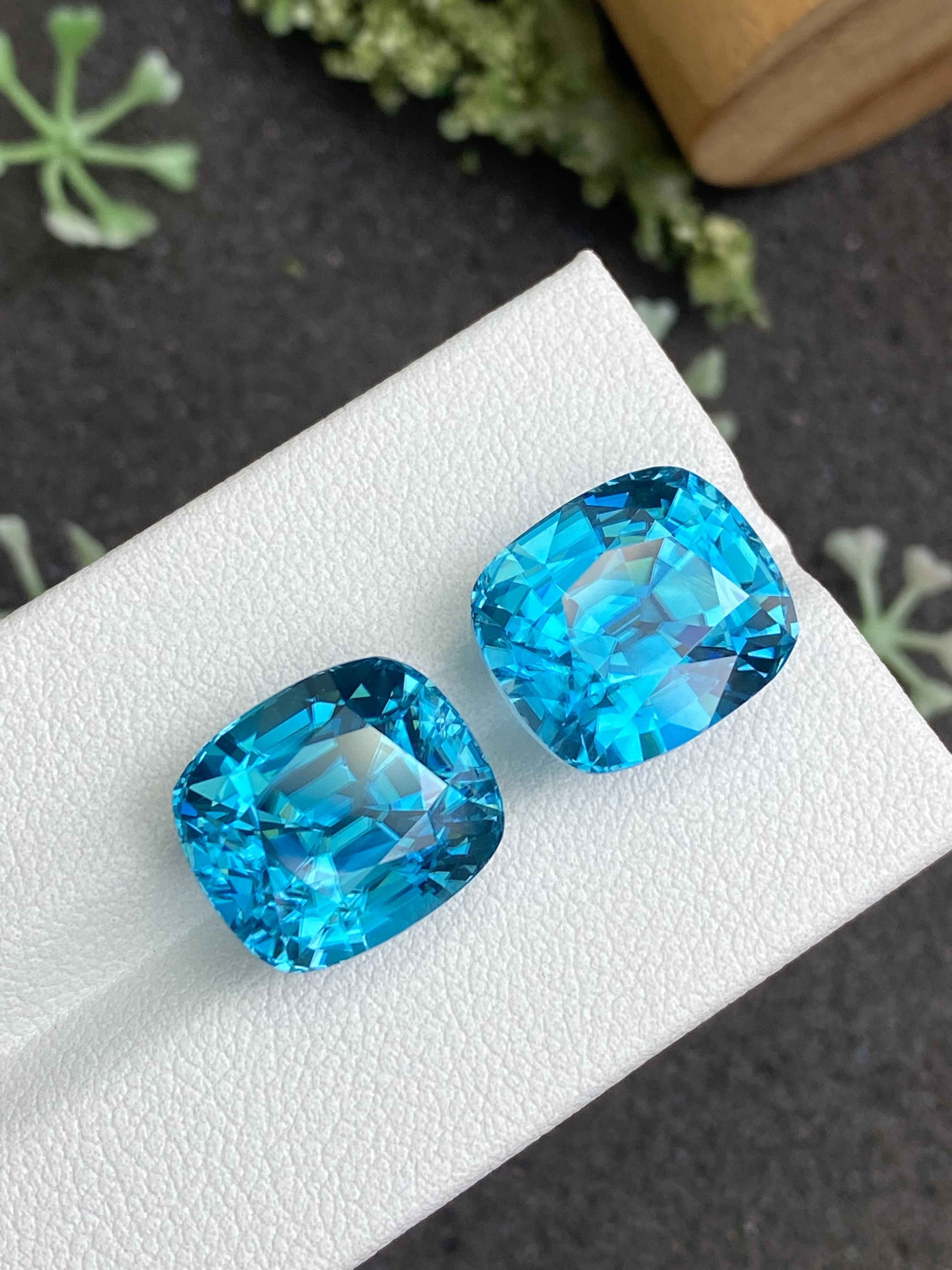 Blue Zircon 34.28ct - 13x11mm Pair (ZI0530)